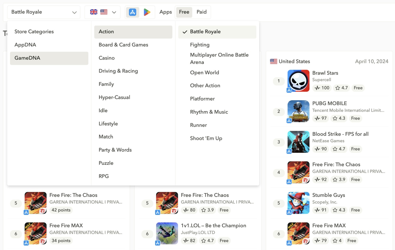 App Store Top Charts: View top apps & ranking history